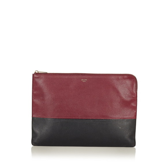 Celine | Bags | Celine Solo Clutch Bag Bordeaux Black Leather Ladies ...
